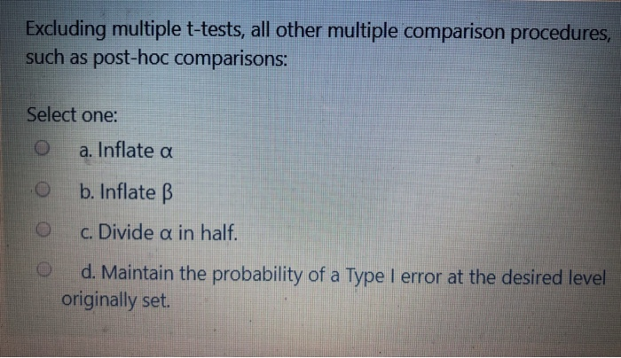 Solved Excluding multiple t-tests, all other multiple | Chegg.com