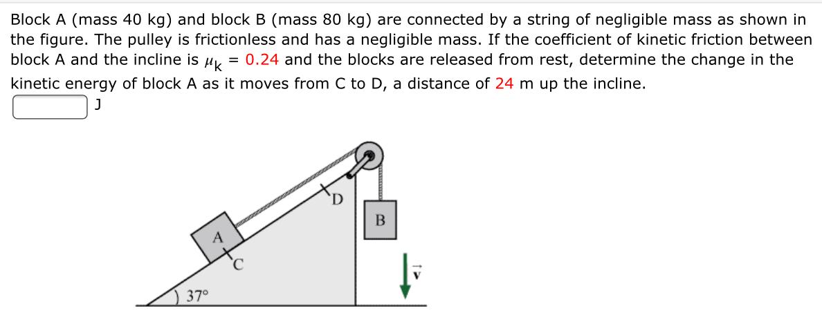 Solved Block A (mass 40 kg) and block B (mass 80 kg) are | Chegg.com