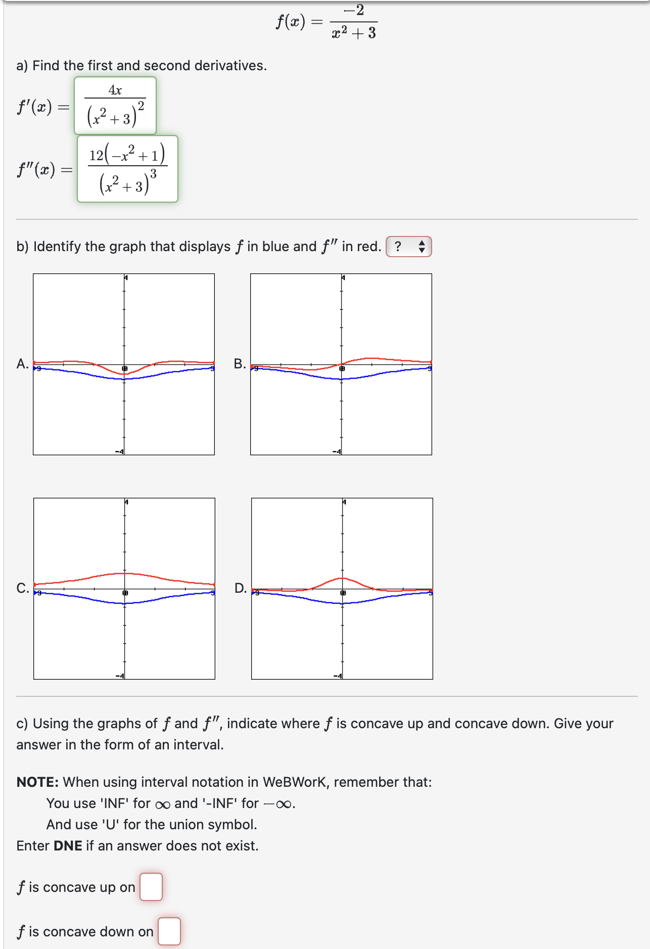 Solved f(x)=x2+3−2 a) Find the first and second derivatives. | Chegg.com