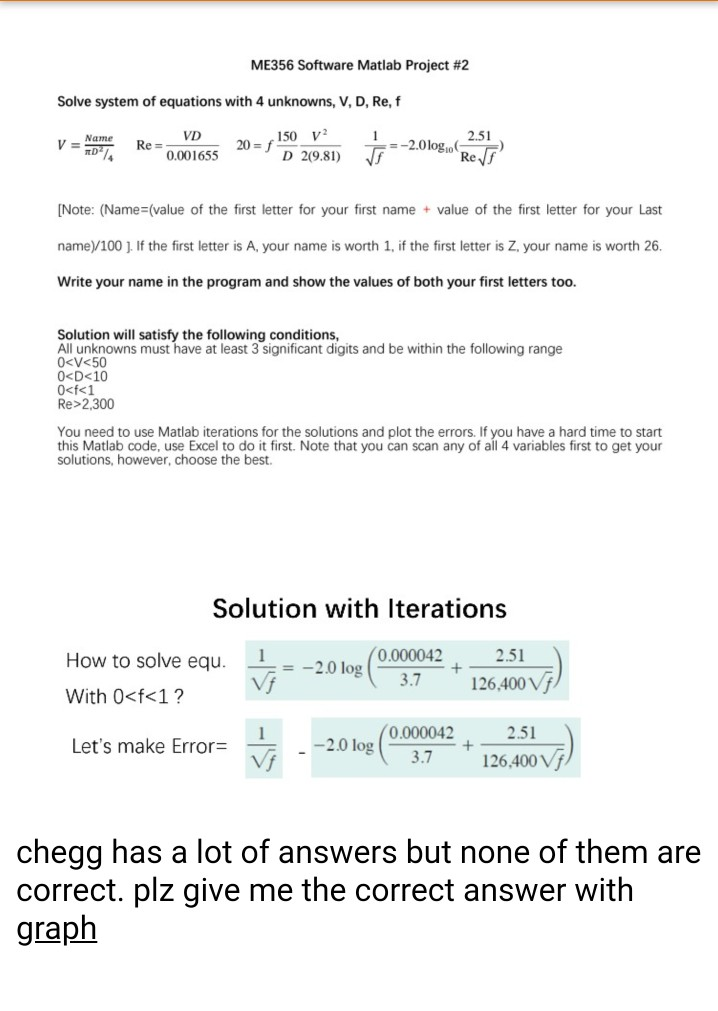 Solved ME356 Software Matlab Project #2 Solve system of | Chegg.com