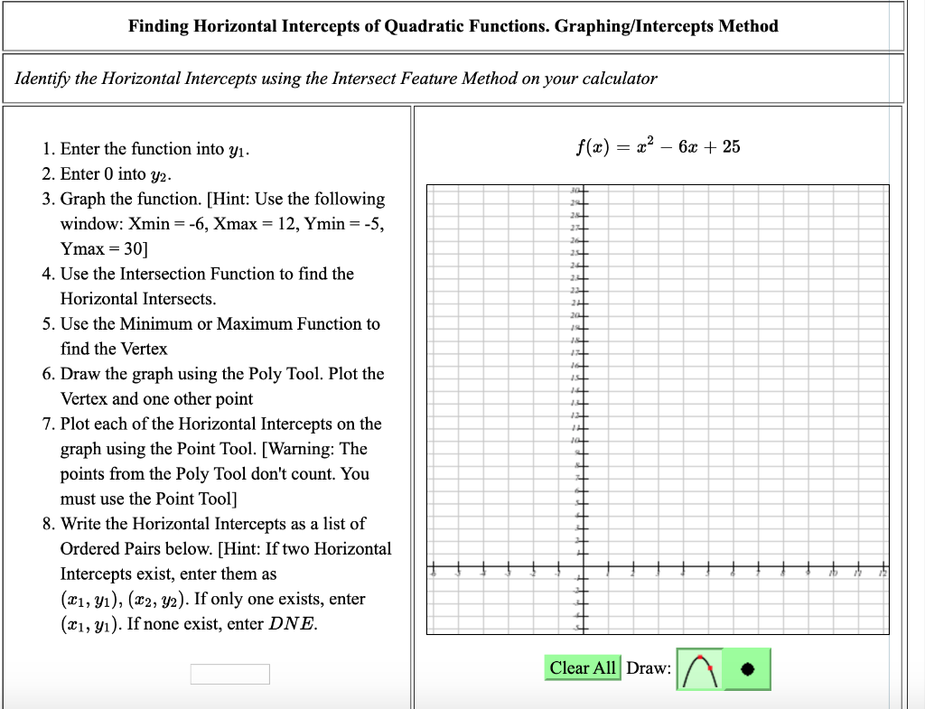 Solved Finding Horizontal Intercepts Of Quadratic Functions