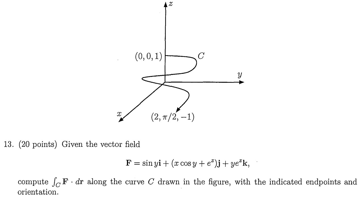 Solved 13. (20 points) Given the vector field | Chegg.com