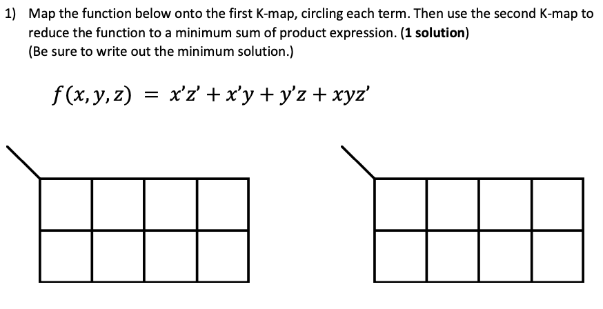 Solved 1) Map the function below onto the first K-map, | Chegg.com