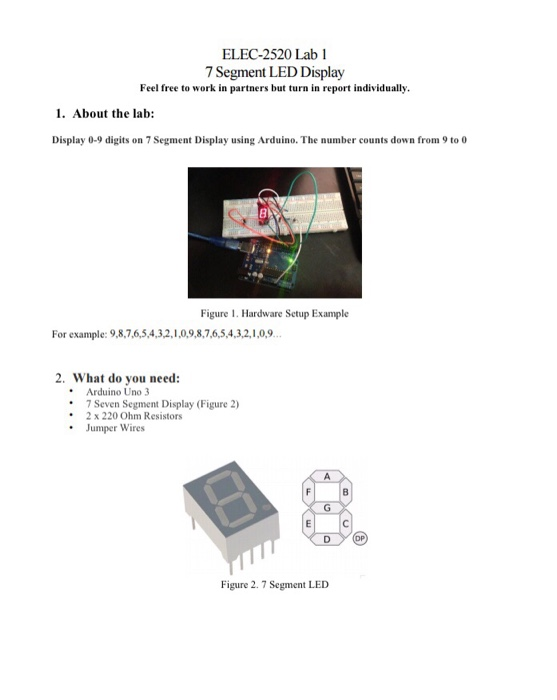 Solved ELEC-2520 Lab 1 7 Segment LED Display Feel free to | Chegg.com
