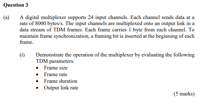 Solved A digital multiplexer supports 24 input channels. | Chegg.com