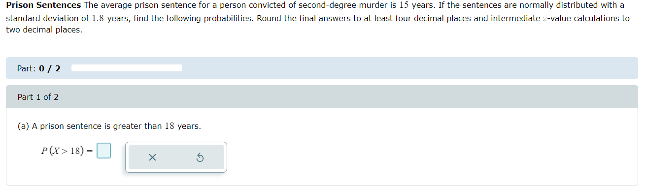 Solved Prison Sentences The average prison sentence for a | Chegg.com