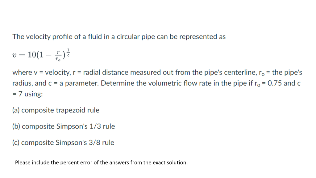Solved The volumetric flow rate of a fluid in a circular | Chegg.com