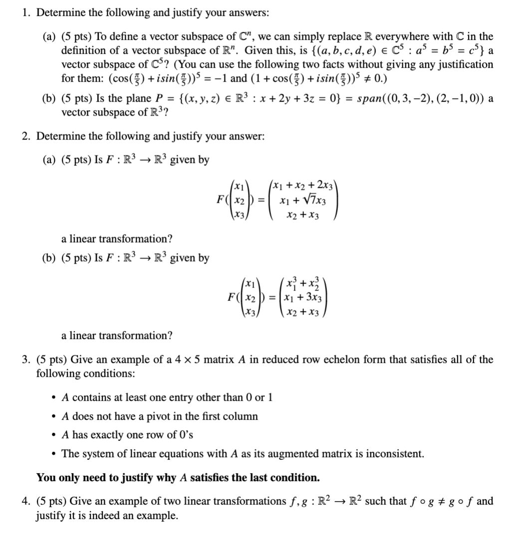 Solved Determine the following and justify your | Chegg.com