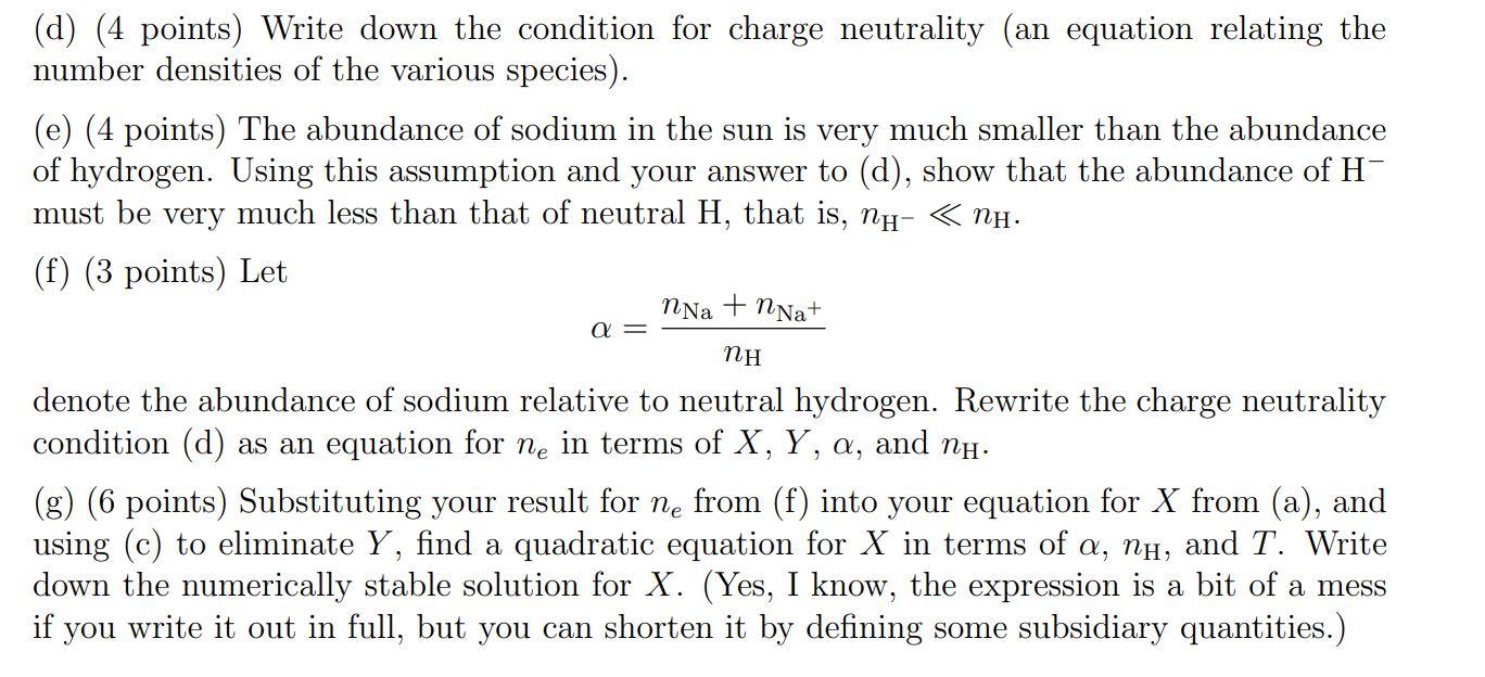 Solved (d) (4 points) Write down the condition for charge | Chegg.com