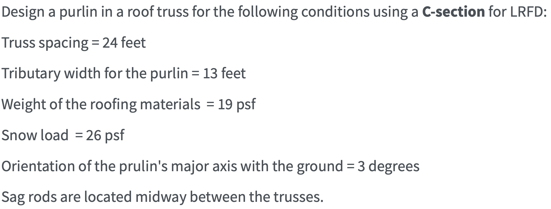 Solved Design a purlin in a roof truss for the | Chegg.com