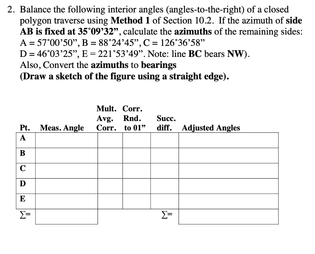 Solved Balance the following interior angles | Chegg.com