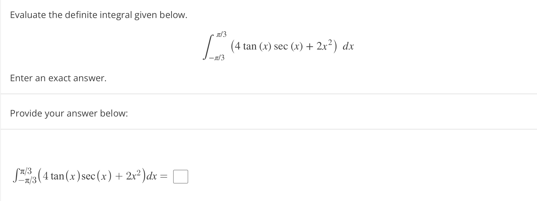 Solved Evaluate the definite integral given below. | Chegg.com