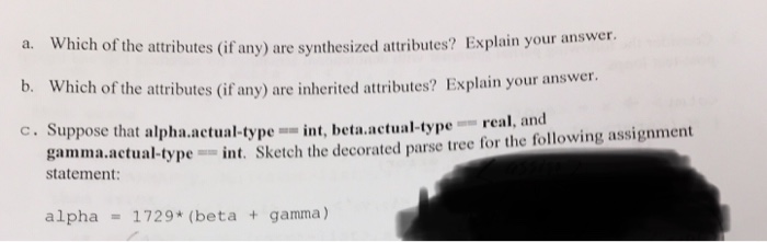 2. Consider the following attribute grammar for | Chegg.com