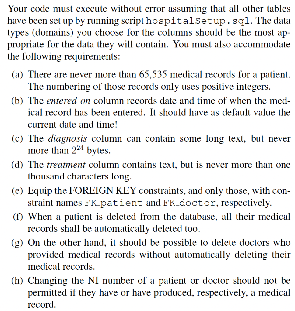 Solved 1. Write a single SQL statement to set up a table | Chegg.com