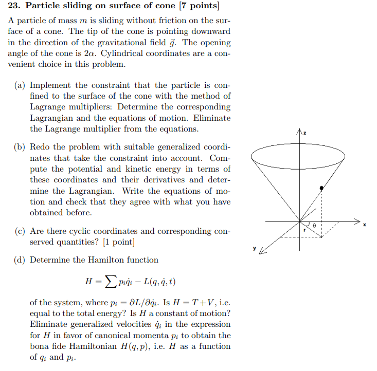 Solved A particle of mass m is sliding without friction on | Chegg.com
