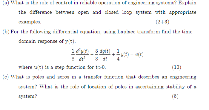 Solved (a) What is the role of control in reliable operation | Chegg.com