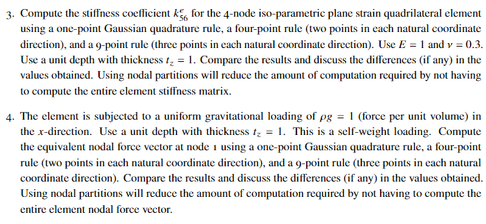Solved 1. For the iso-parametric plane elastic element | Chegg.com