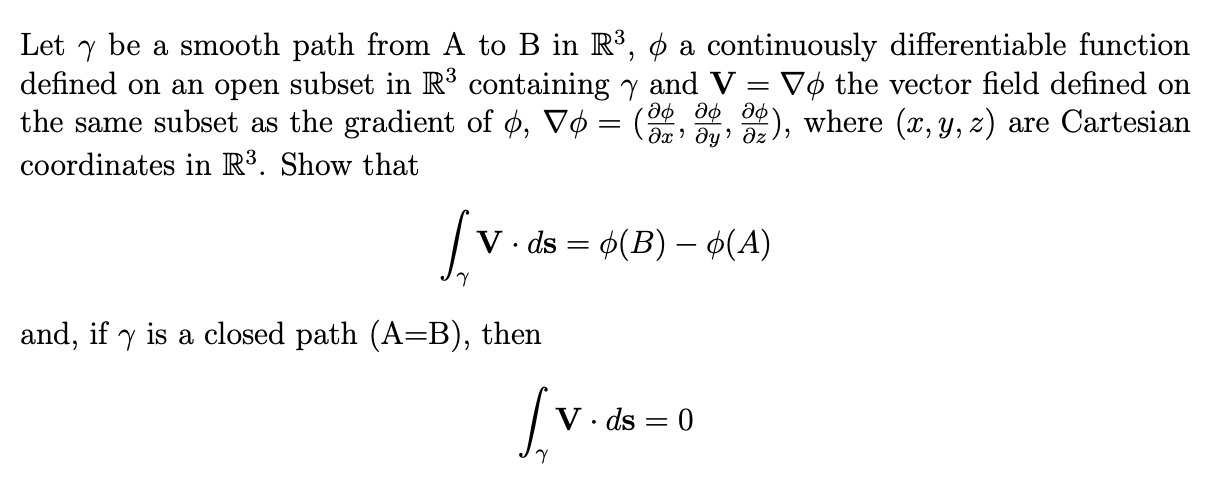 Solved Let y be a smooth path from A to B in Rº, º a | Chegg.com