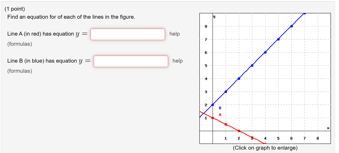 Solved (1 point) Find an equation for of each of the lines | Chegg.com