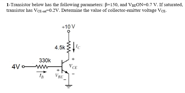 Solved 1-Transistor below has the following parameters: | Chegg.com