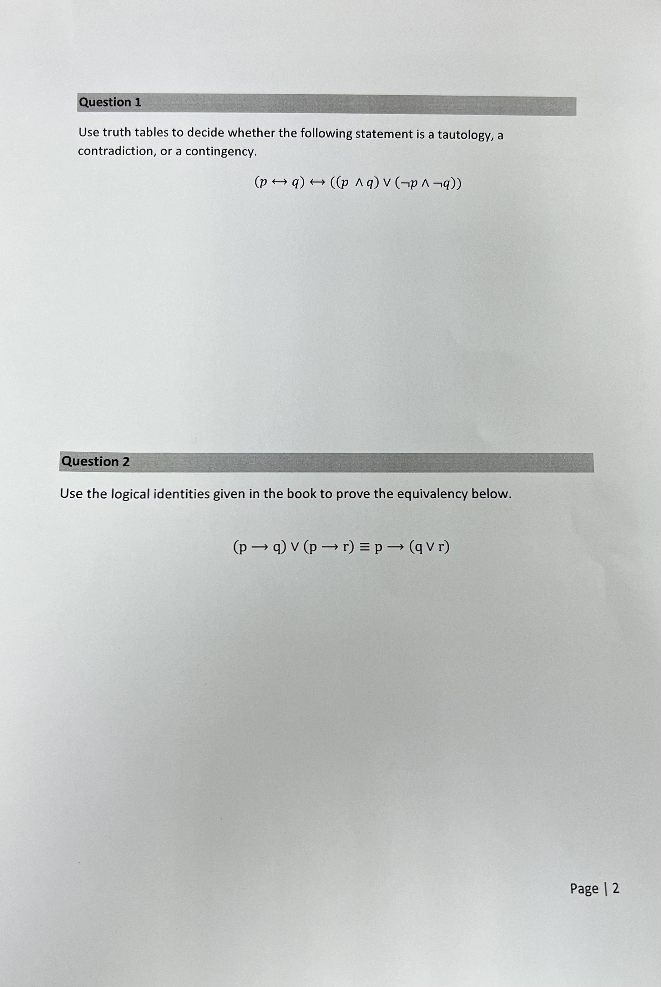 Solved Use truth tables to decide whether the following | Chegg.com