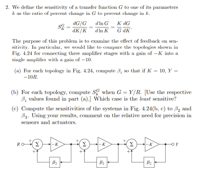 Solved 2. We define the sensitivity of a transfer function G | Chegg.com