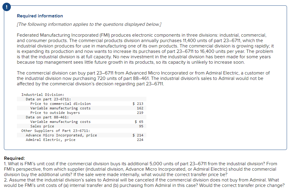 Solved Required information [The following information | Chegg.com