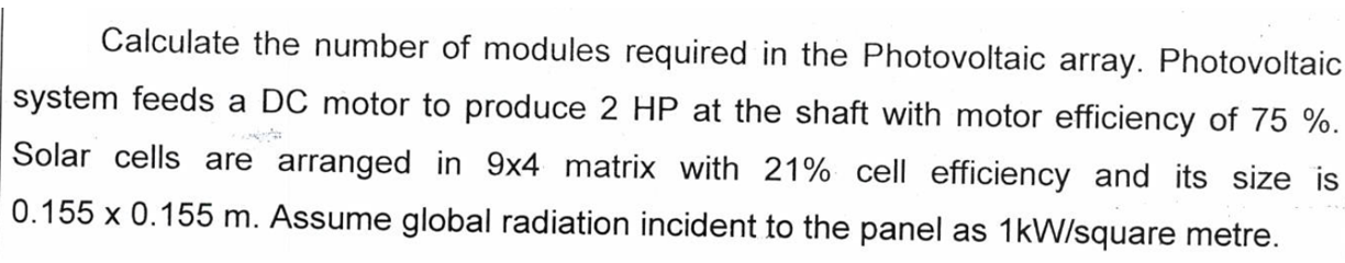 Solved Calculate the number of modules required in the | Chegg.com