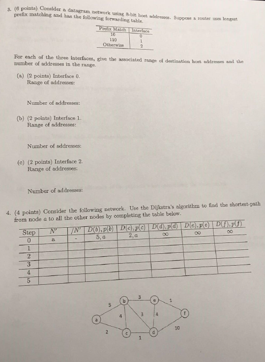 Solved 3. (6 points) Consider a datagram network using 8-bit | Chegg.com