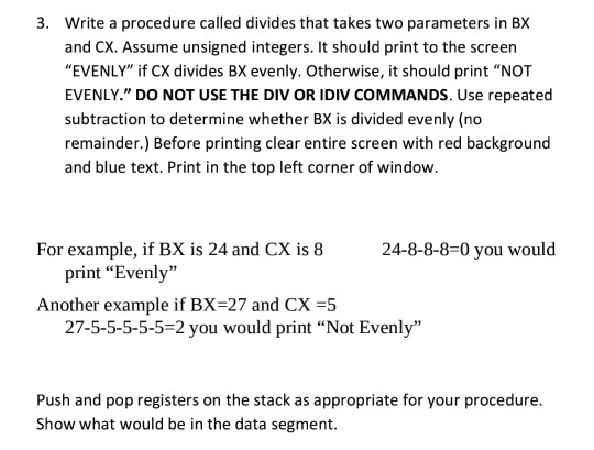 Solved Assembly language procedure question We use TASM and | Chegg.com Solved Assembly language procedure question We use TASM and | Chegg.com