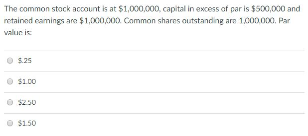 Solved The common stock account is at $1,000,000, capital in | Chegg.com