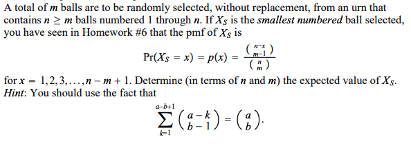 Solved A total of m balls are to be randomly selected, | Chegg.com
