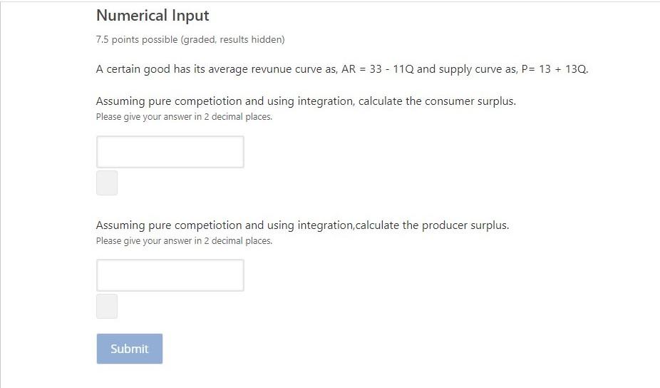 Solved Numerical Input 7.5 points possible (graded, results | Chegg.com