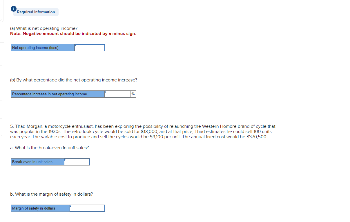 Solved (a) ﻿What is net operating income?Note: Negative | Chegg.com