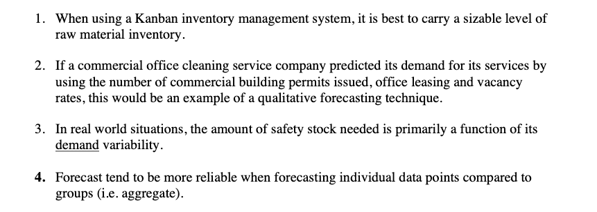 Solved 1. When using a Kanban inventory management system, | Chegg.com