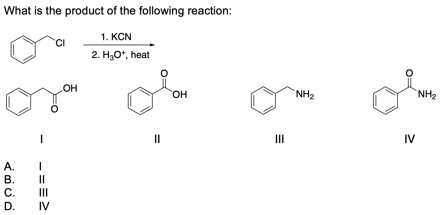 Solved What is the product of the following reaction: 1. KCN | Chegg.com