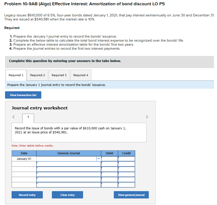Solved Problem 10-9AB (Algo) Effective Interest: | Chegg.com Solved Problem 10-9AB (Algo) Effective Interest: | Chegg.com