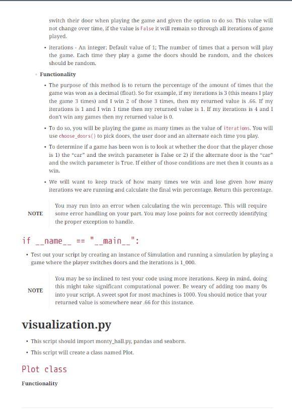 Solved Homework: Monty Hall Simulation Table of Contents 1 2 | Chegg.com