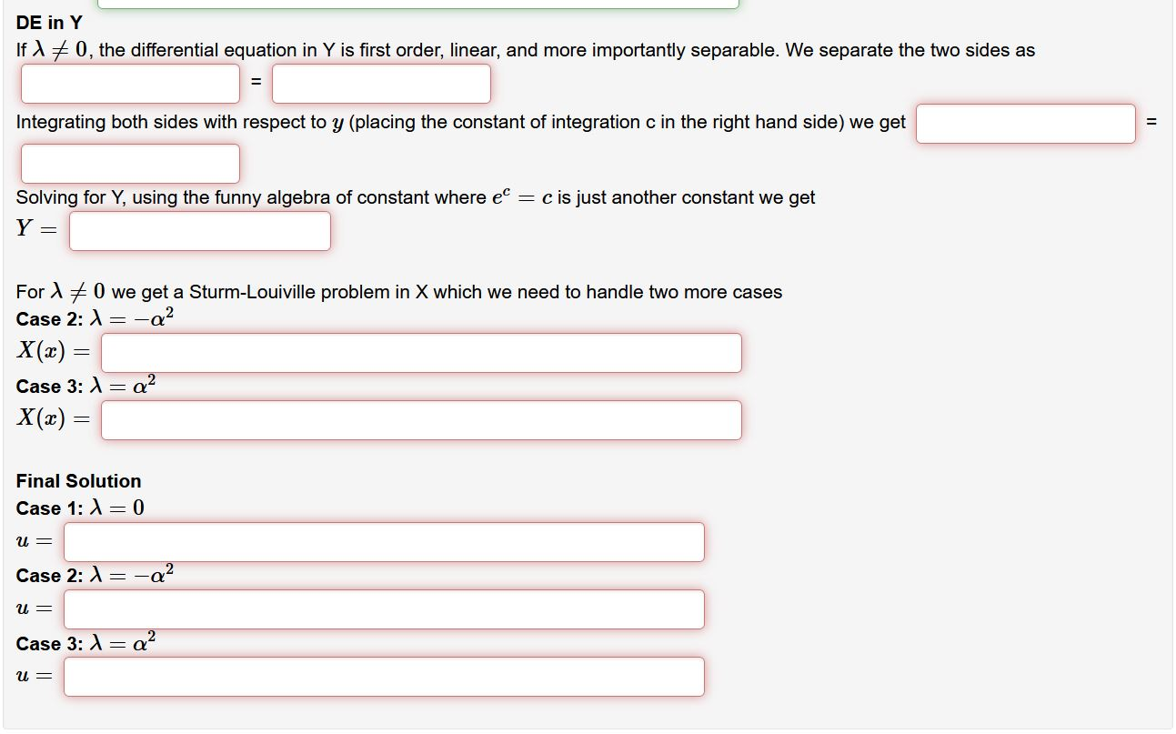 Solved (2 points) is typed as lambda, a as alpha. The PDE | Chegg.com
