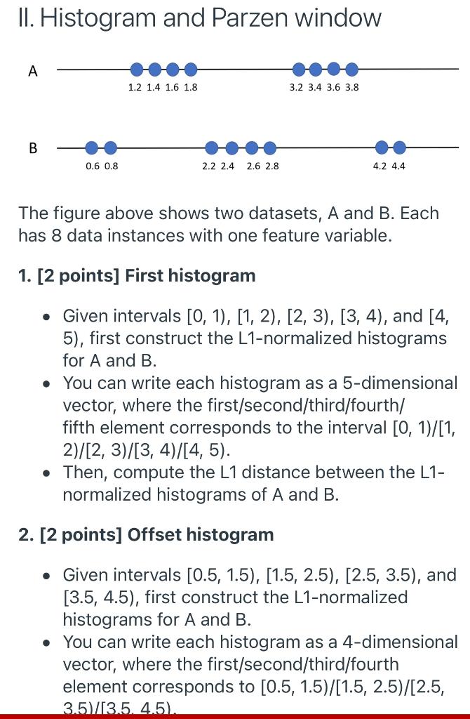 II. Histogram and Parzen window A 1.2 1.4 1.6 1.8 3.2 | Chegg.com