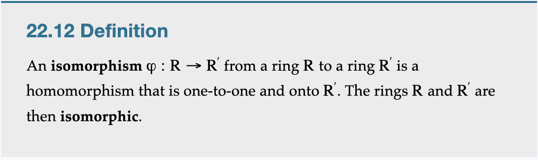 Solved An isomorphism φ:R→R′ from a ring R to a ring R′ is a | Chegg.com