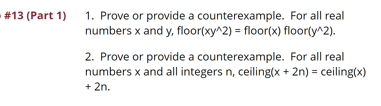 Solved #13 (Part 1) 1. Prove or provide a counterexample. | Chegg.com