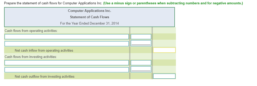 Solved Computer Applications, Inc., ended 2013 with cash of | Chegg.com
