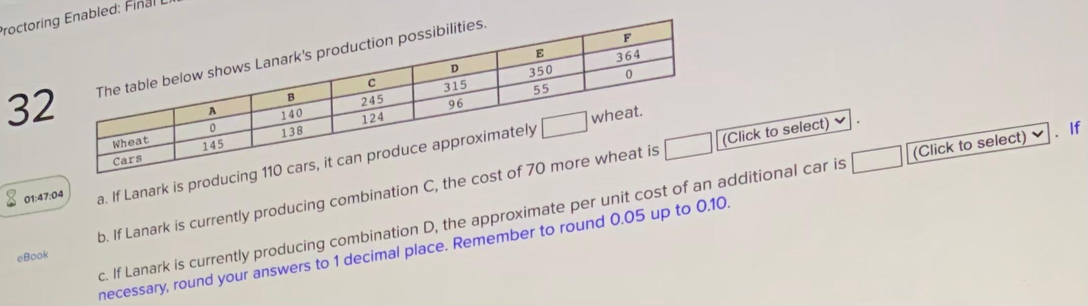 Solved Proctoring Enabled: F F E 364 D 0 с 350 55 The table | Chegg.com
