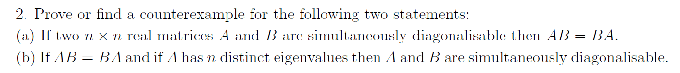 Solved 2. Prove or find a counterexample for the following | Chegg.com