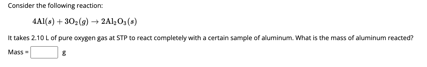 Solved Consider the following reaction: | Chegg.com