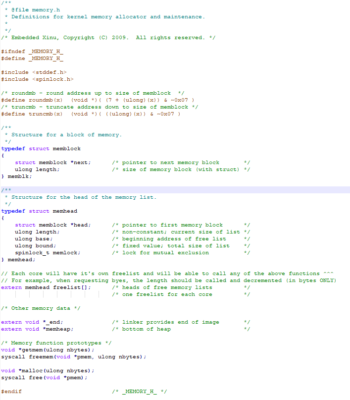 @file getmem.c * /* Embedded Xinu, Copyright (C) | Chegg.com