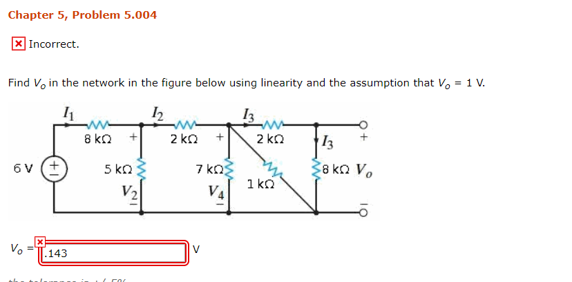 Solved Chapter 5, Problem 5.004 Incorrect. Find Vo in the | Chegg.com