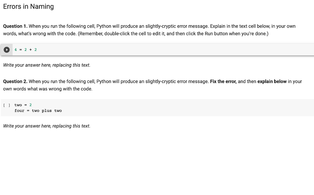 Solved Errors in Naming Question 1. When you run the | Chegg.com