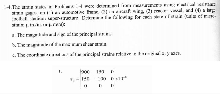 Solved 1-4. The strain states in Problems 1-4 were | Chegg.com
